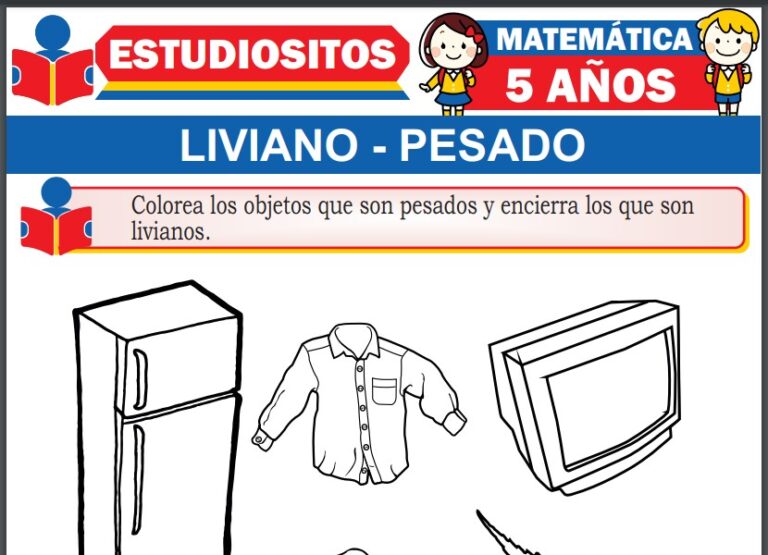 Liviano y Pesado para Niños de Cinco Años » (Fichas GRATIS) 📚