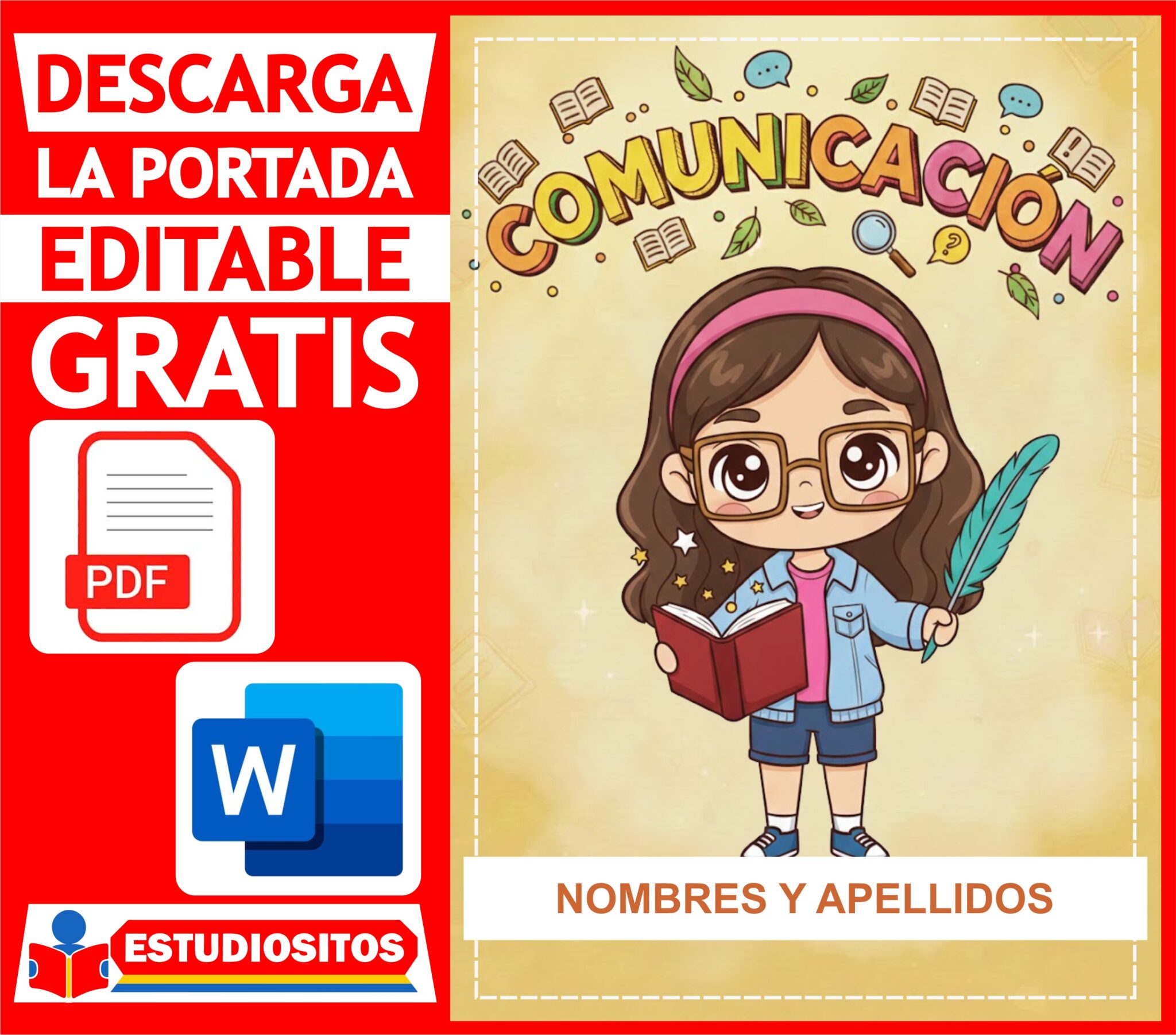 Portada de Comunicación para Niñas - Editable » (GRATIS) 📚