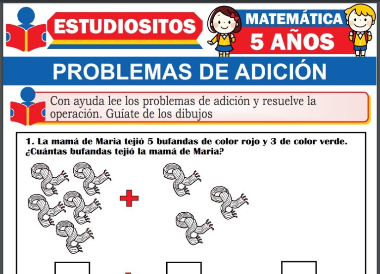 Problemas de Adición para Niños de Cinco Años » (Fichas GRATIS) 📚